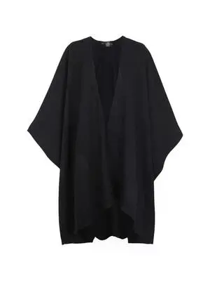 CORTANA Melange Wool Poncho Coat - Black