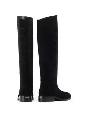 LE SILLA Charlotte Croc-effect Suede Boots - Black