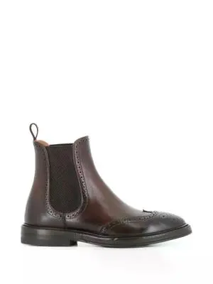 ALBERTO FASCIANI Brogue-detail Leather Chelsea Boots - Brown