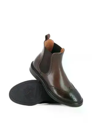 ALBERTO FASCIANI Brogue-detail Leather Chelsea Boots