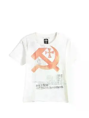 SAITOS Graphic-print Distressed T-shirt - White