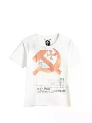 SAITOS Graphic-print Distressed T-shirt - White