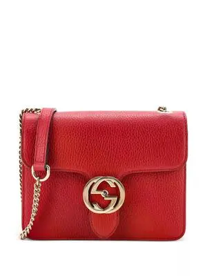 Gucci Interlocking Leather Small Shoulder Bag - Red