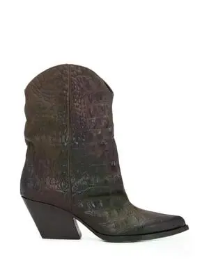 NOTABENE Zora Crocodile-effect Cowboy Boots - Brown