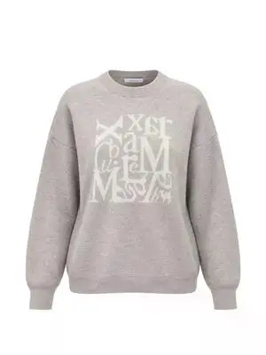Max Mara Logo-intarsia Crew-neck Sweater - Neutrals