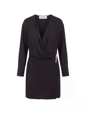 Sportmax Etere Wrap-style Long-sleeve Mini Dress - Black