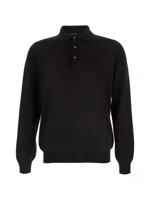 Tagliatore Polo-collar Long-sleeve Polo Shirt - Brown