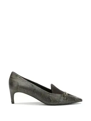 DEL CARLO Snake-effect Buckle-detail Pumps - Black