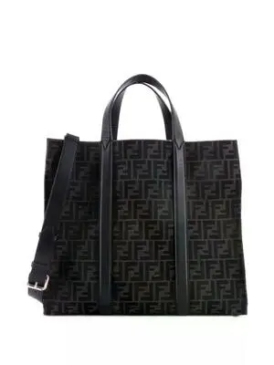 Fendi Convertible Open Zucca Jacquard Fabric And Leather Large Tote Bag