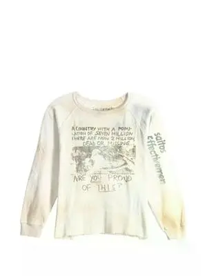 SAITOS Are You Proud? Waffle-knit Long-sleeve T-shirt - Neutrals