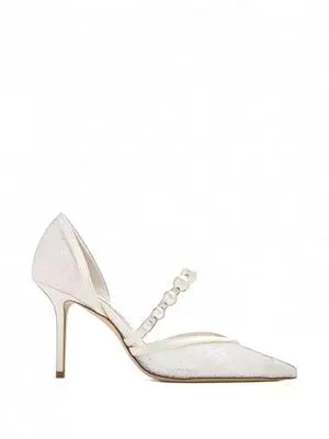 JIMMY CHOO Pearl-embellished Lace Pumps - Neutrals