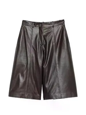JOSEPH Asia Nappa-leather Cropped Trousers - Brown