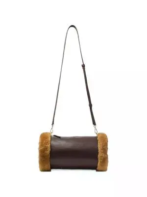 JIMMY CHOO Shearling-trim Leather Hand Warmer Bag
