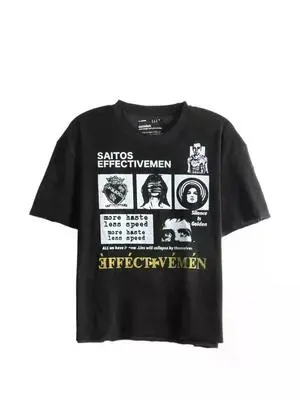 SAITOS Graphic-print Cotton T-shirt - Black