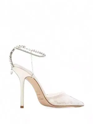 JIMMY CHOO Saeda Lace Crystal-embellished Sandals
