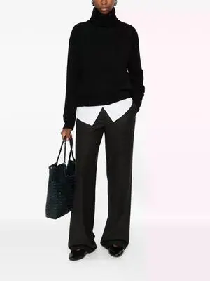 ALLUDE Roll-neck Raglan-sleeve Sweater - Black