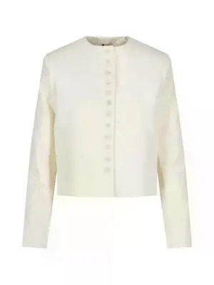 Almada Label Button-up Collarless Jacket - Neutrals
