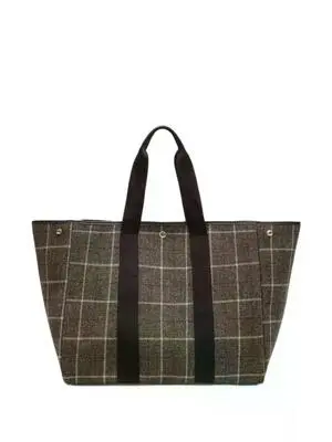 Rue De Verneuil Medium Traversée Check-pattern Tote Bag - Brown