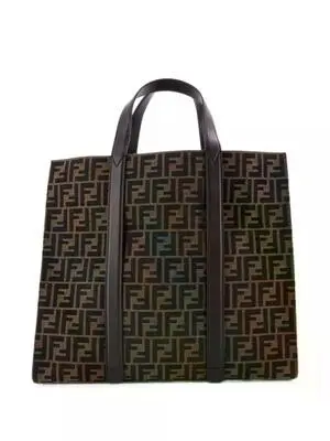 Fendi Convertible Open Zucca Jacquard Fabric And Leather Large Tote Bag - Brown