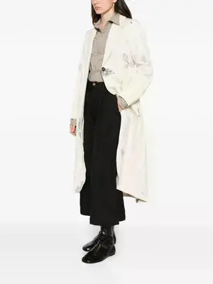 LOÏS DIONISIO Leaf-print Single-breasted Coat - Neutrals