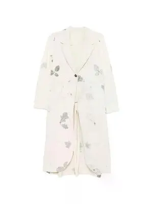 LOÏS DIONISIO Leaf-print Single-breasted Coat - Neutrals