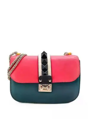 Valentino Garavani Glam Lock Covered Studs Leather Small Shoulder Bag