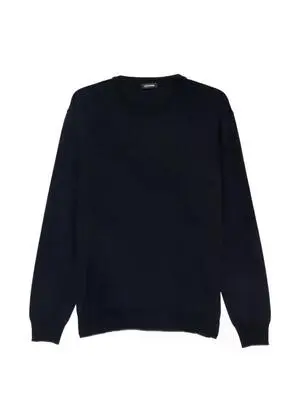 CENERE GB Ribbed-trim Crew-neck Sweater - Blue