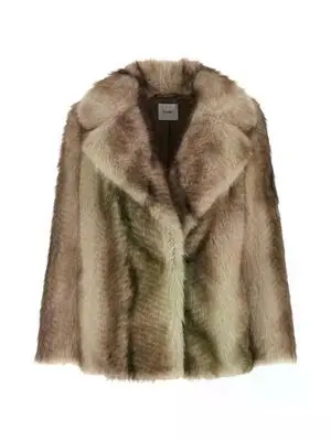 NUDE Faux Fur Wide-lapel Coat - Neutrals