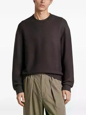 Giorgio Armani Ribbed-knit Crew-neck Sweatshirt - Brown