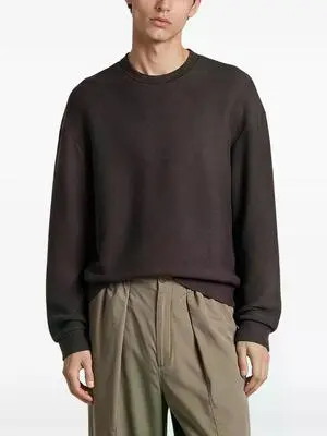 Giorgio Armani Ribbed-knit Crew-neck Sweatshirt - Brown
