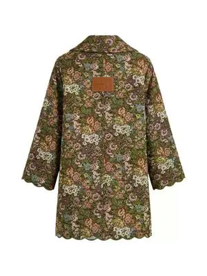 Farm Rio Floral-tapestry Scalloped-edge Coat