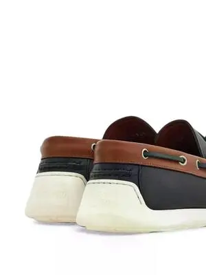 FERRAGAMO Gancini-plaque Leather Boat Shoes