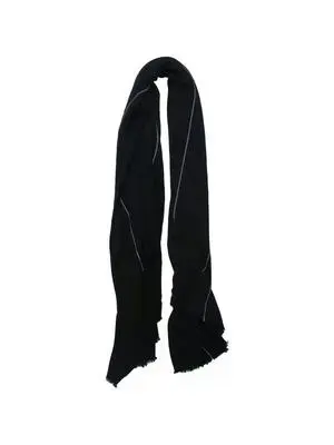 Comme Des Garçons X William Welstead Striped Frayed Scarf - Black