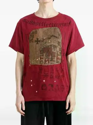 SAITOS Patch-detail Graphic-print T-shirt - Red