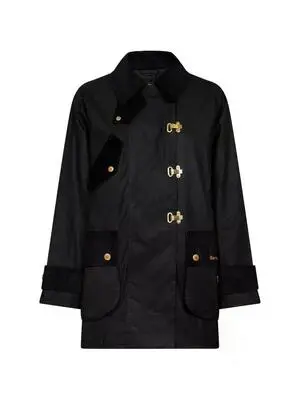 Barbour Double-breasted Corduroy-trim Coat - Black