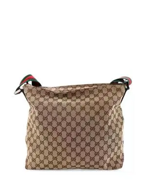 Gucci Front Pocket Web Messenger Gg Canvas Medium Crossbody Bag