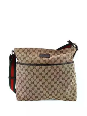 Gucci Front Pocket Web Messenger Gg Canvas Medium Crossbody Bag