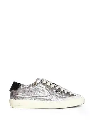 AUTRY Cracked Laminated Leather Sneakers - Silver