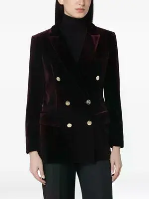 VITOVI Double-breasted Velvet Jacket - Red