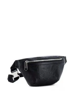 Gucci Gg Embossed Perforated Leather Small Belt Bag - Black