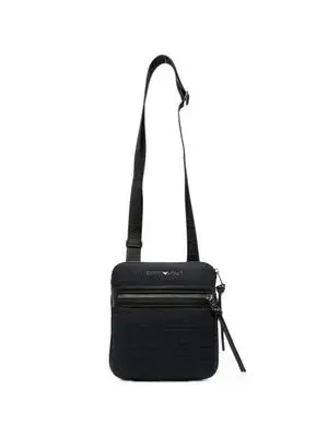 Emporio Armani Logo-print Zip-up Messenger Bag - Blue