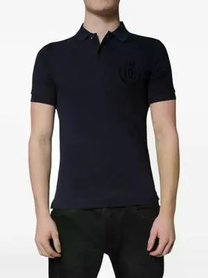 Dolce & Gabbana Embroidered-logo Cotton Polo Shirt - Blue