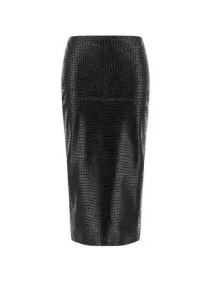 NUDE Croc-effect Sheath Midi Skirt - Black