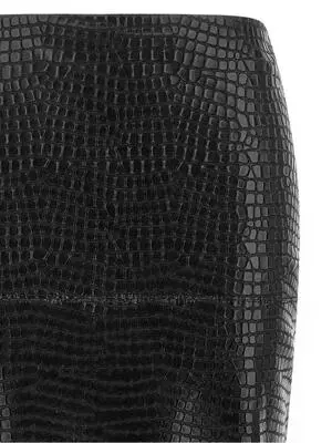 NUDE Croc-effect Sheath Midi Skirt
