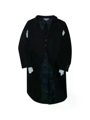Comme Des Garçons Pinstripe-pattern Cutout Coat - Black