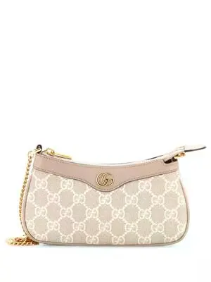 Gucci Ophidia Charm Shoulder Bag Gg Coated Canvas With Leather Mini Crossbody Bag - Neutrals