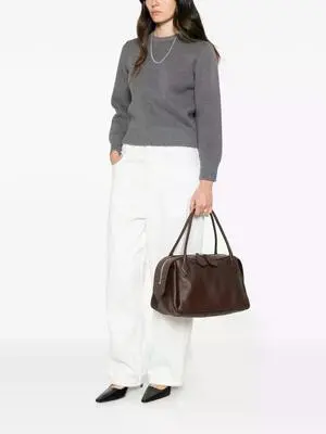 MINOBOSSI Medium Grained Leather Tote Bag