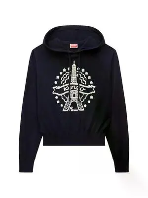 Kenzo Eiffel Tower Embroidered Hoodie - Blue