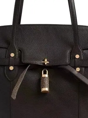 Borbonese Large Premiere Pebbled Padlock-detail Tote Bag