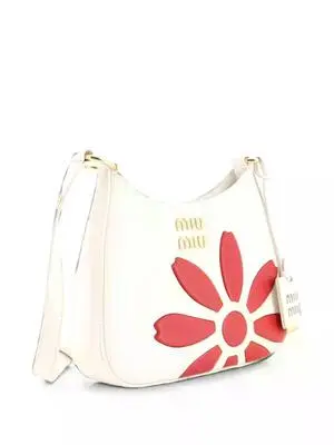 Miu Miu Flower Motif Leather Hobo Bag